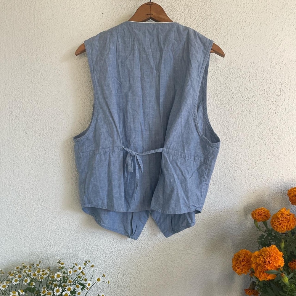 Vintage Cottagecore Blue Vest With White Flowers By J… - Gem